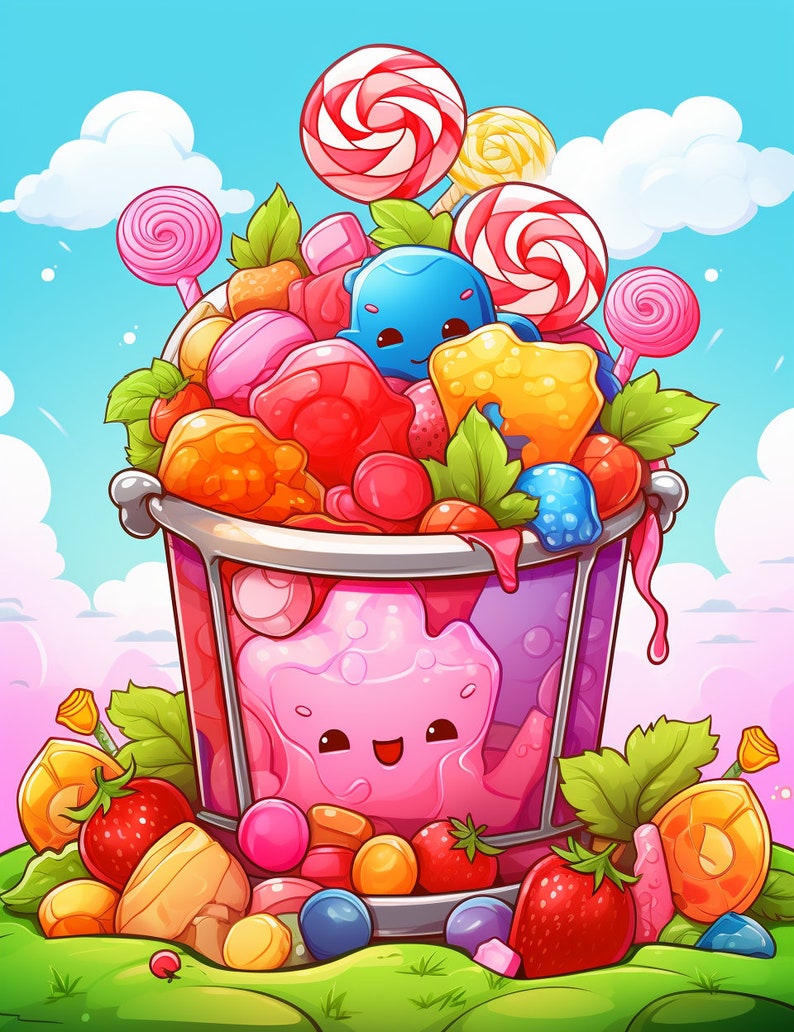 Kawaii Candy Coloring Book for Kids Sweet Treats, Adorable Designs, Fun ...