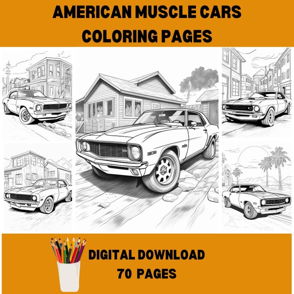 Muscle Car Colouring Pages - Etsy