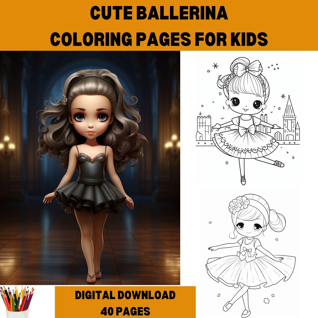 Cute Ballerina Coloring Pages Bundle, Ballet Dance Coloring Book for ...