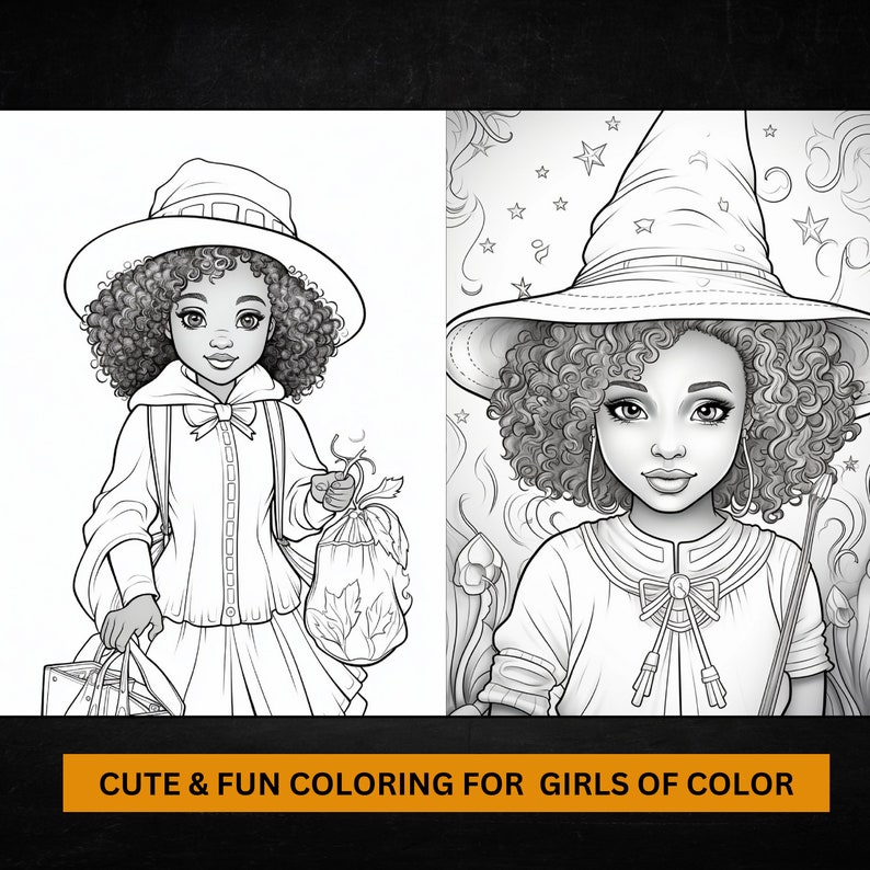 Black Girls Witch Coloring Pages Vol 1 - Etsy