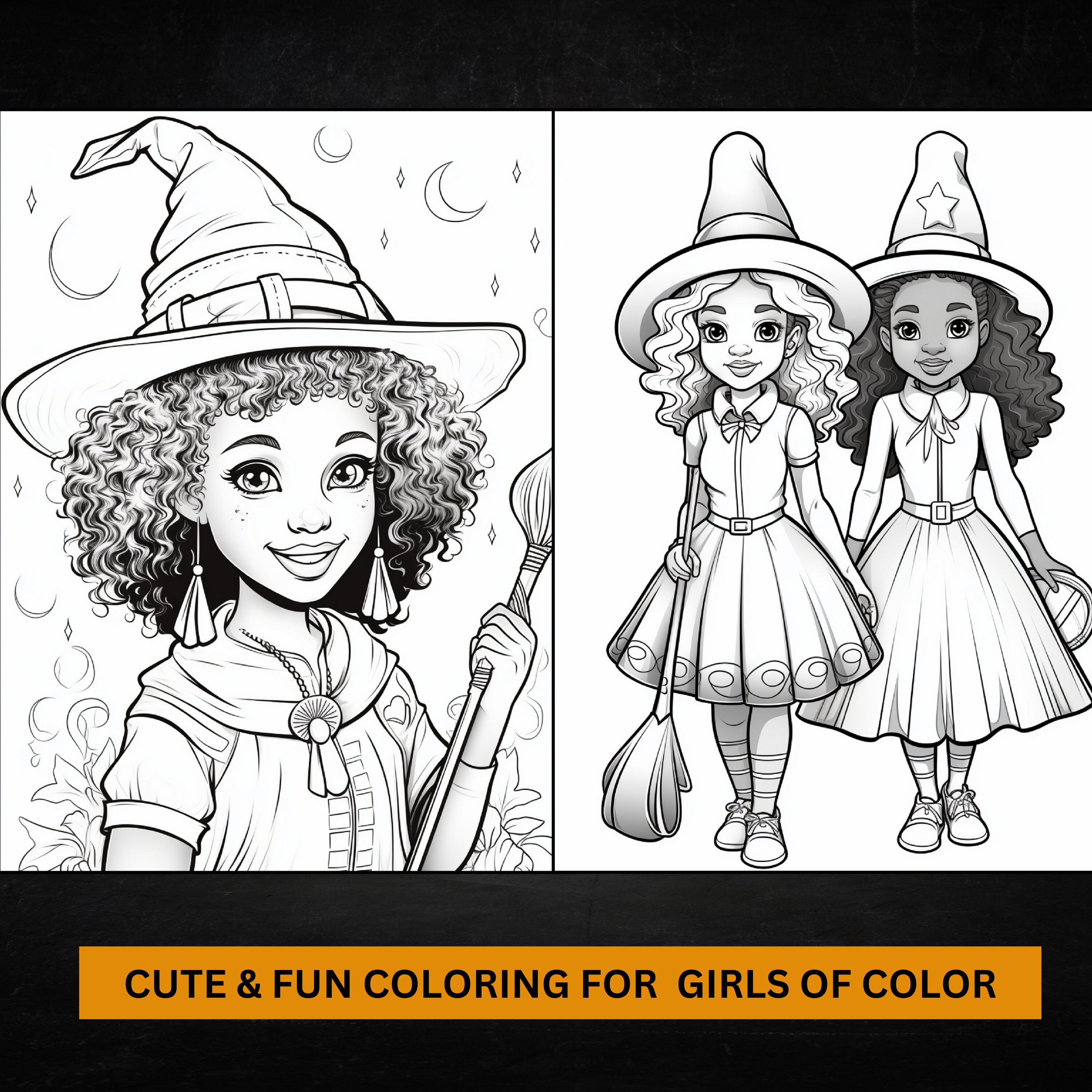 Black Girls Witch Coloring Pages Vol 1 - Etsy