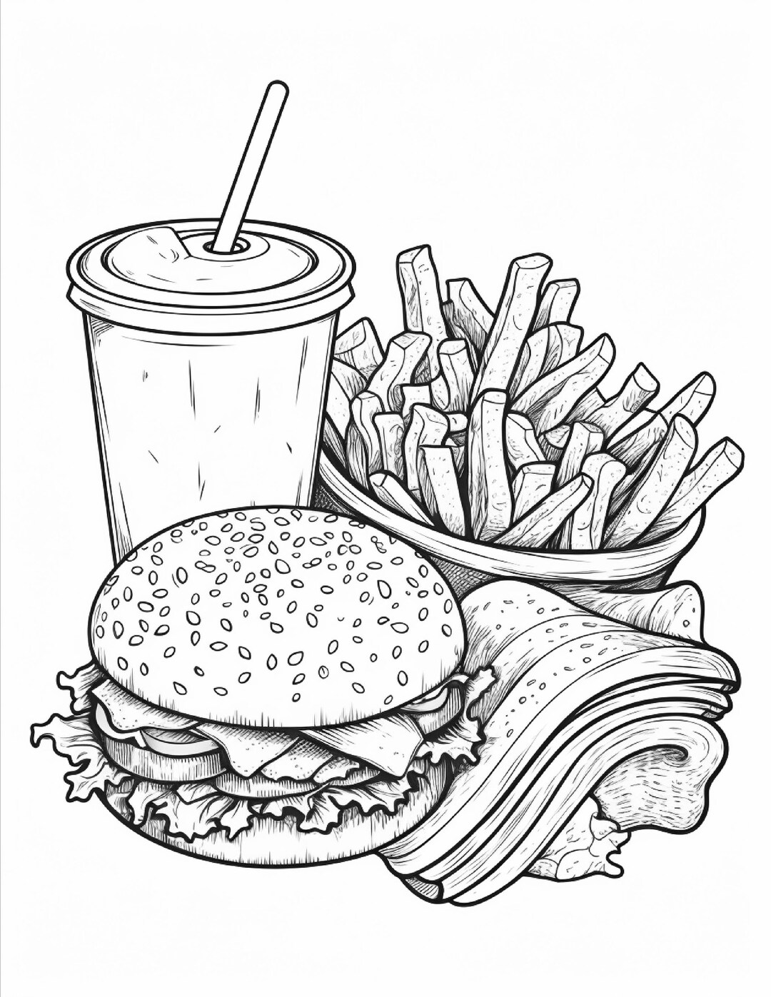 Fast Food Coloring Pages - Etsy