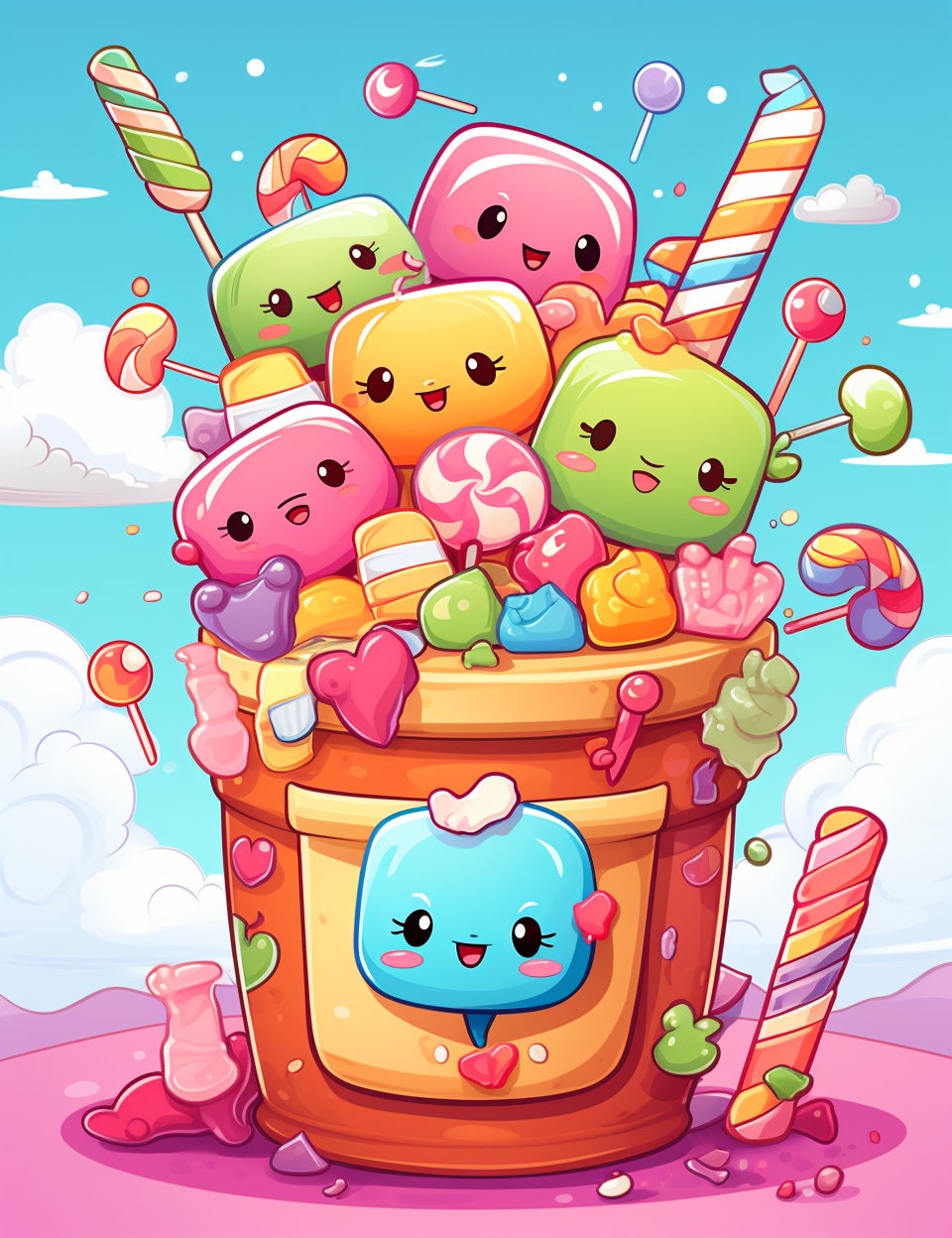 Kawaii Candy Coloring Book for Kids Sweet Treats, Adorable Designs, Fun ...