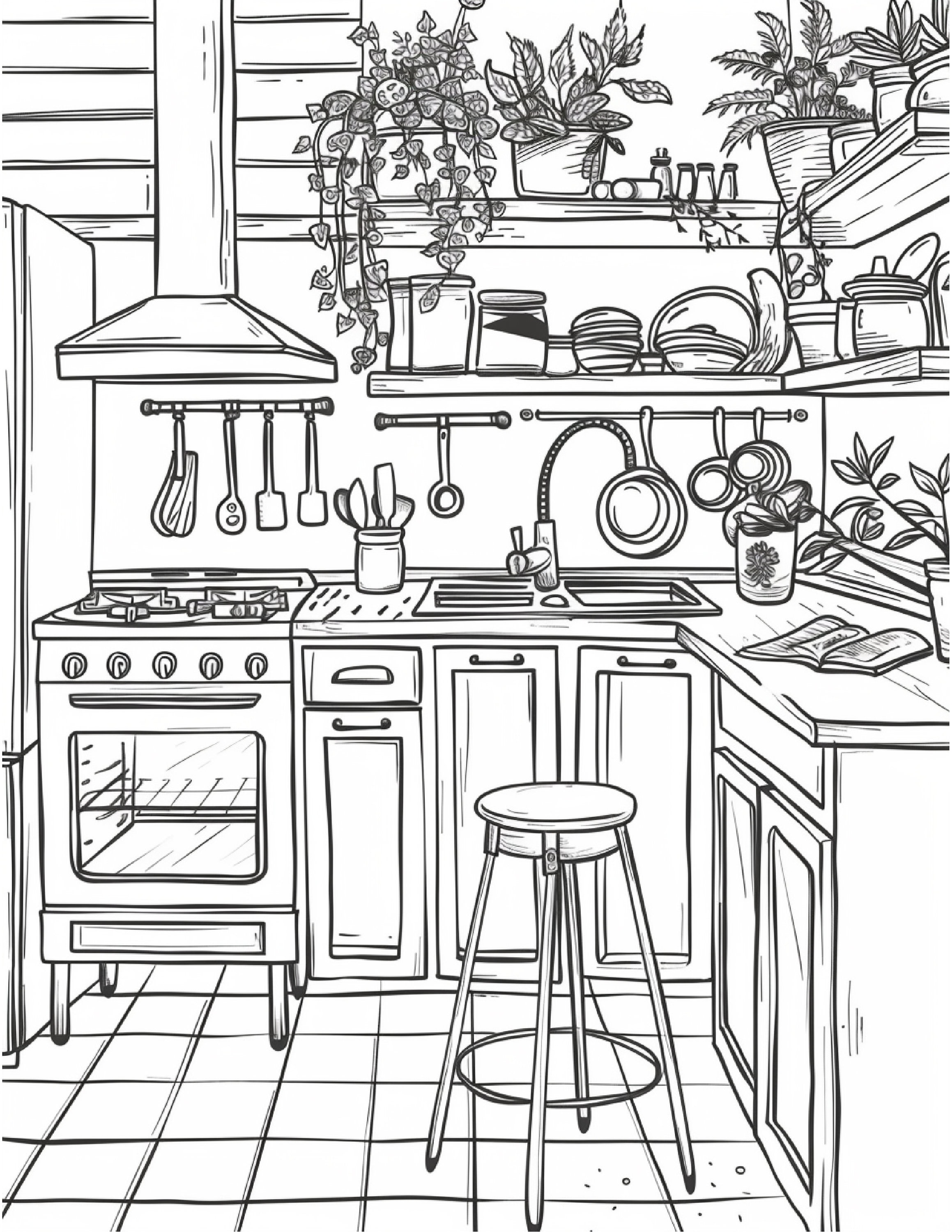 Cottagecore Aesthetic Kitchen Coloring Pages - Etsy