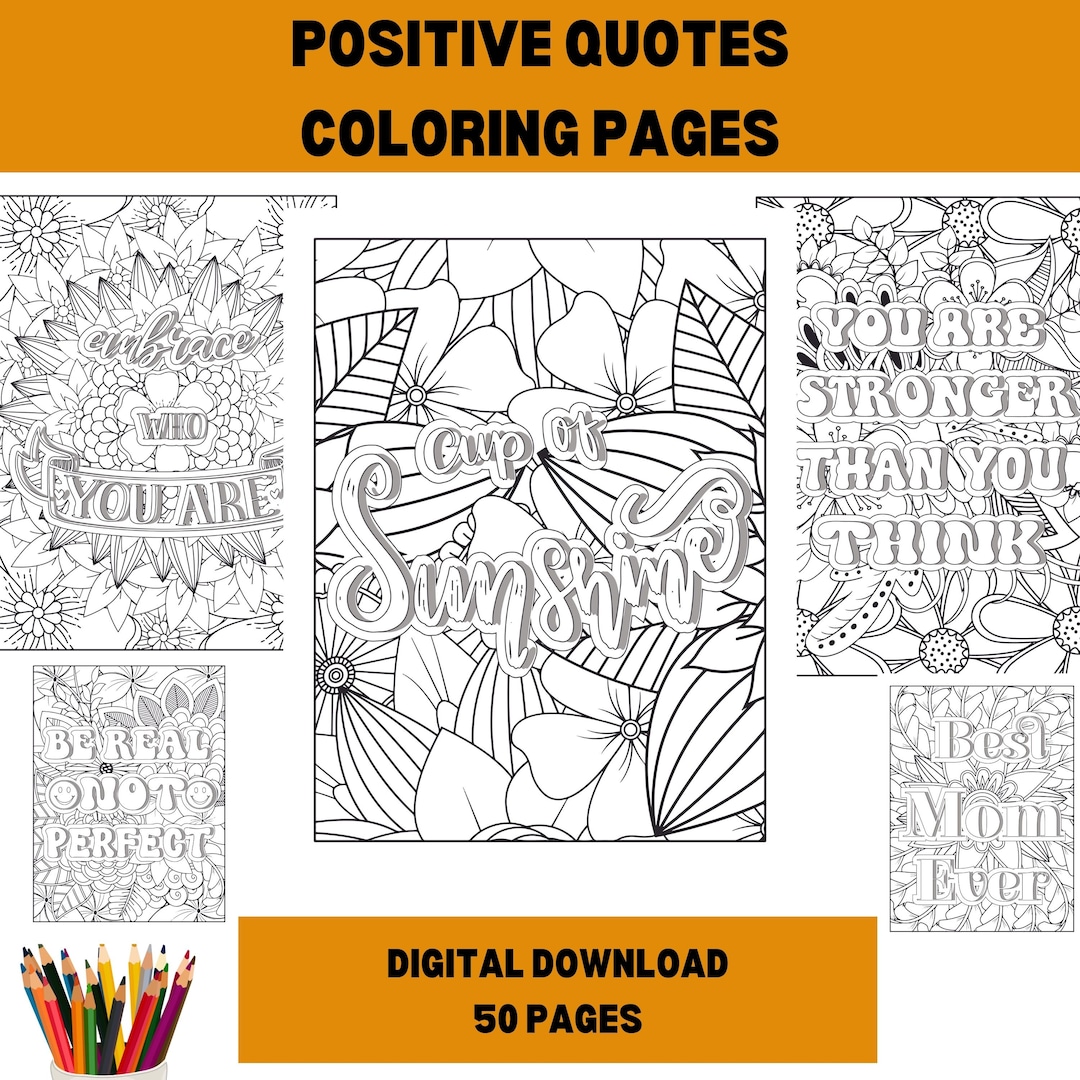 Positive Quotes Coloring Pages - Etsy