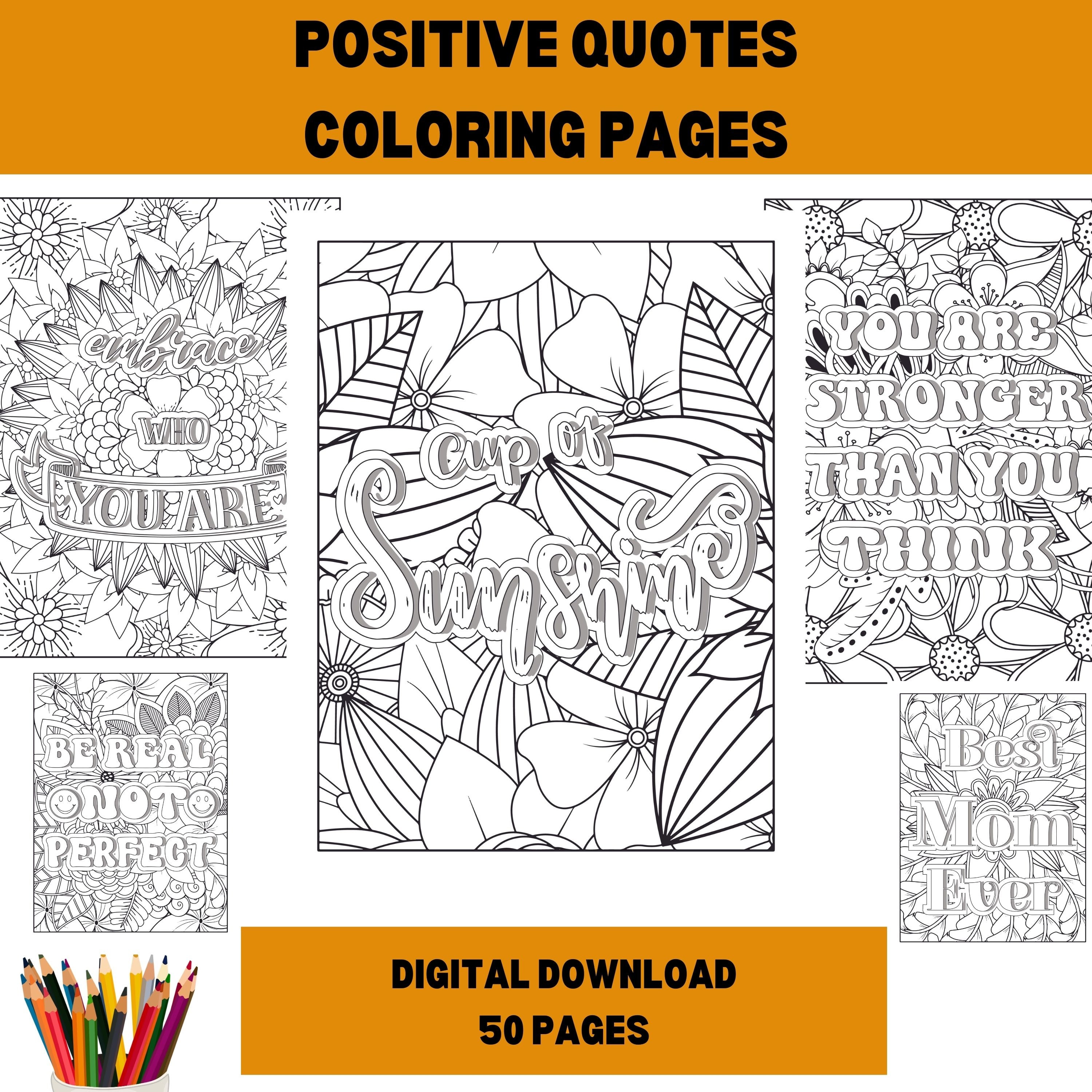 Positive Quotes Coloring Pages - Etsy