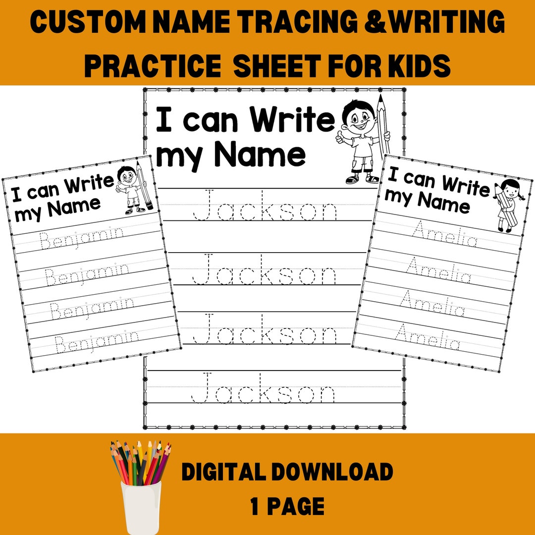 Personalized Learn to Write Name Letter Tracing Pages, Starting School ...