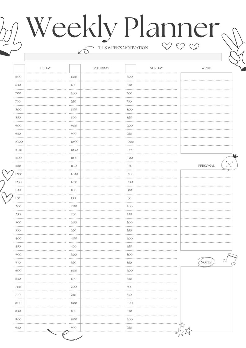 Printable Weekly Planner | Minimalist Weekly Organizer PDF | Schedule ...