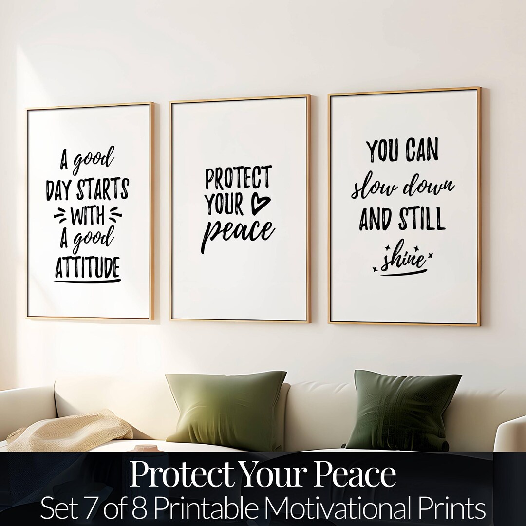 Positive Affirmation Prints Set: Peace & Positivity Quote Art (digital ...
