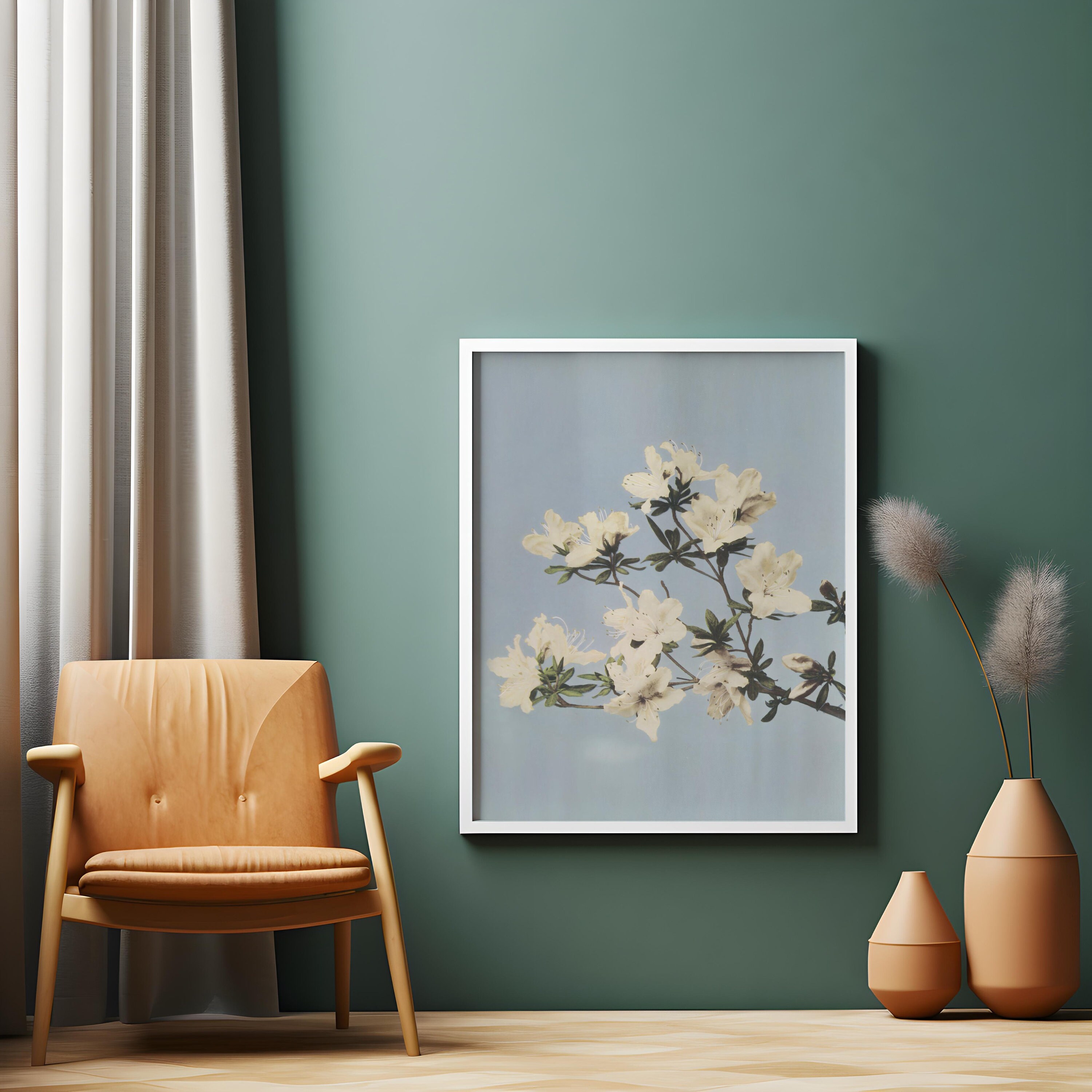 Japanese Azalea Flowers, Printable Wall Art, Ogawa Kazumasa Print, Wabi ...