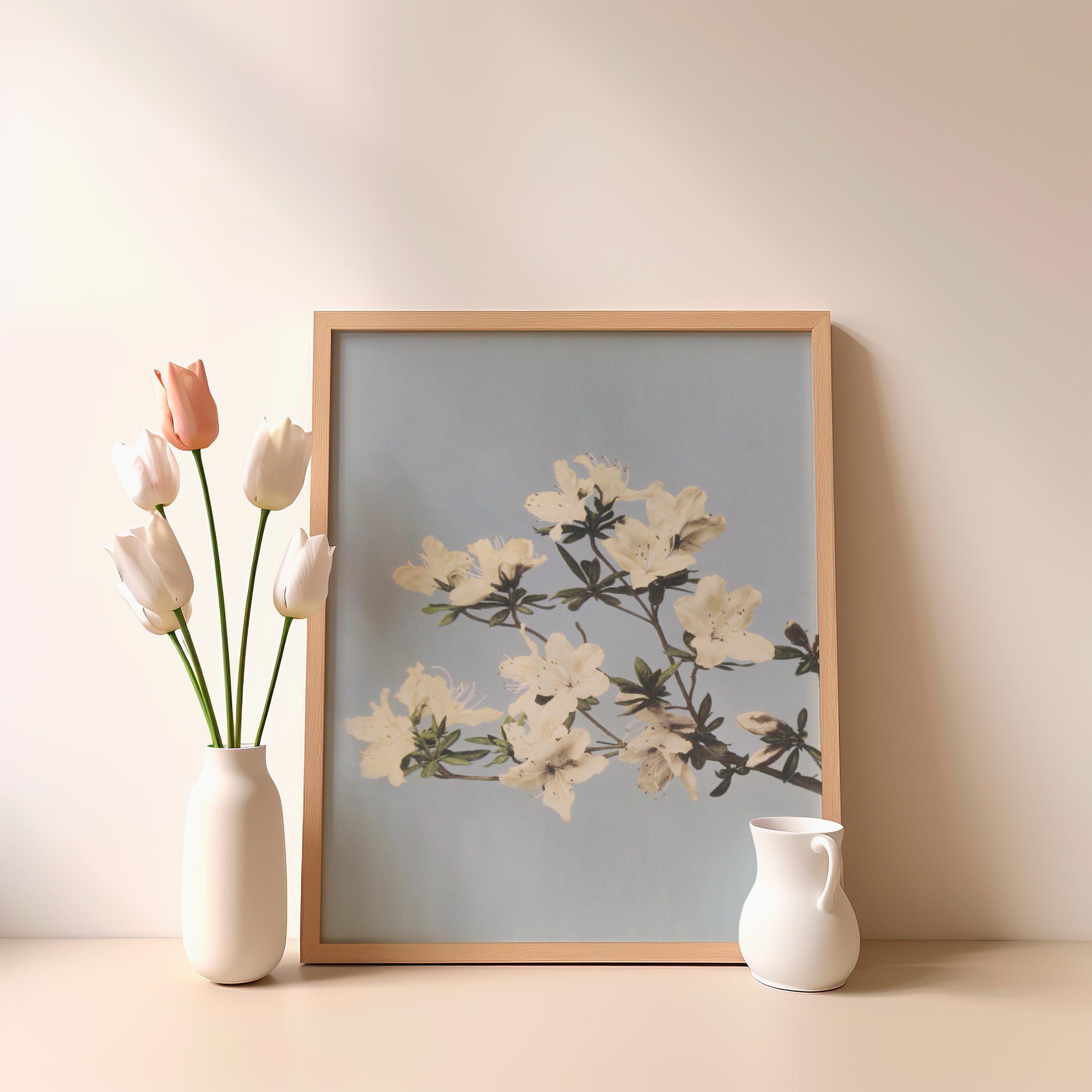 Japanese Azalea Flowers, Printable Wall Art, Ogawa Kazumasa Print, Wabi ...
