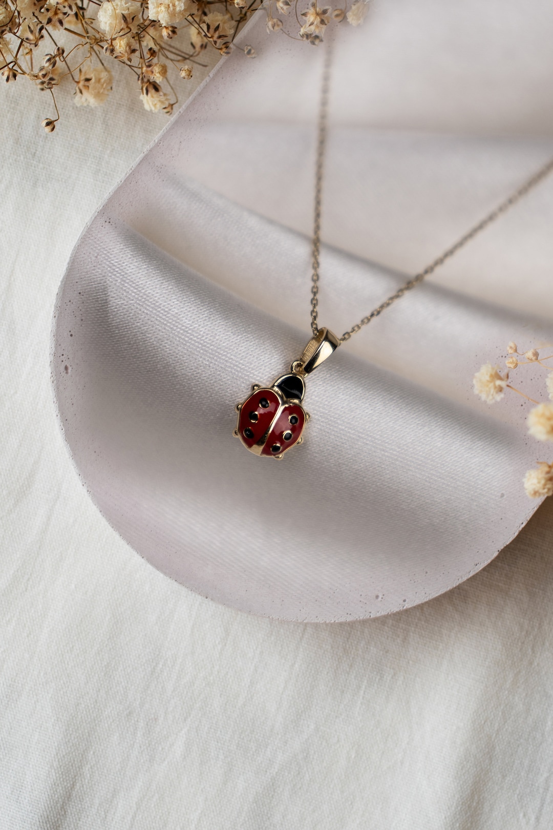 14K Gold Ladybug Necklace, Ladybug Pendant, Gift for Her Dainty ...