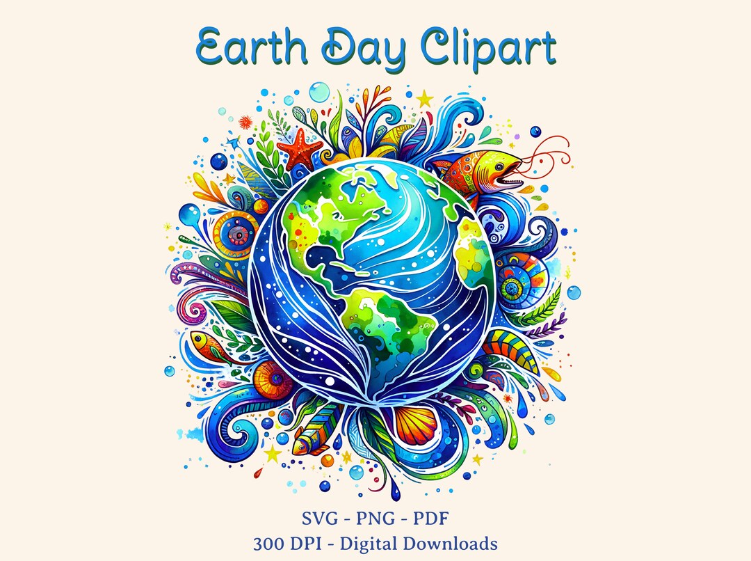 Earth Day Clipart Watercolor Clip Art Earth Day SVG Earth Day PNG Earth ...