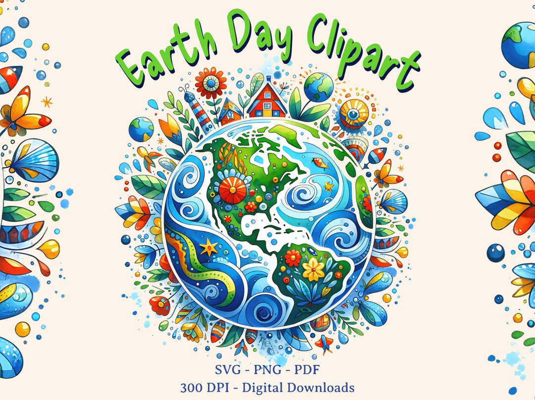 Earth Day Clipart Illustration Clip Art Earth Day SVG Earth Day PNG ...