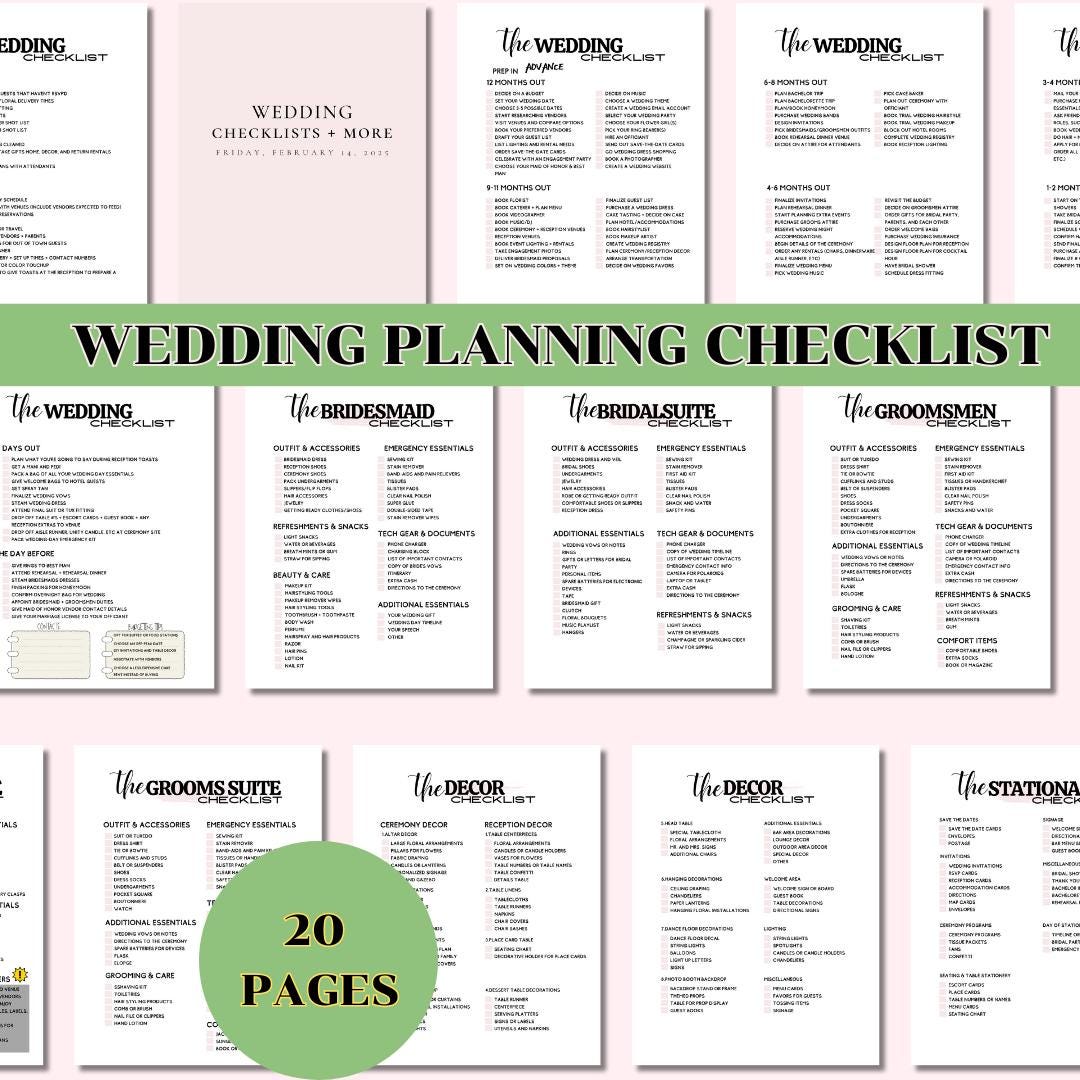Wedding to Do List, Printable Wedding Planning Checklist Bundle ...
