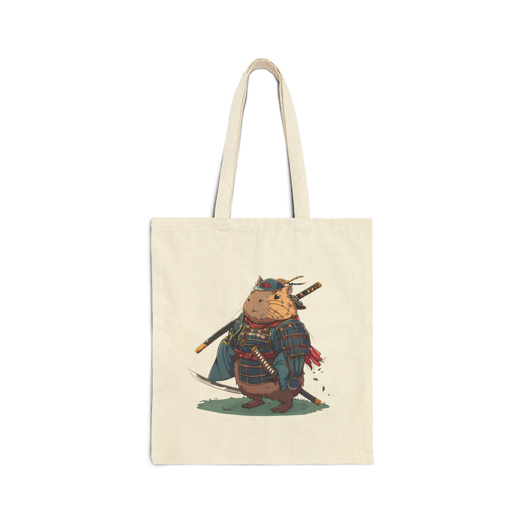 Capybara Samurai Cotton Canvas Tote Bag, Capybara Gift, Tote Bag ...