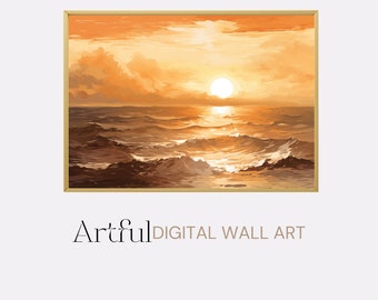 Sunset Wall Art Sunset Over Ocean Digital Art Beach House Decor ...