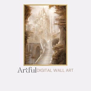 Printable White Fantasy Castle Wall Art Digital Download Fantasy World ...