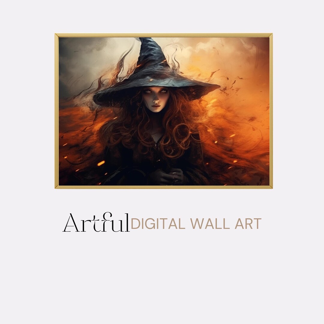 Witch Portrait Printable Halloween Witch Wall Art Digital Fantasy Lover ...