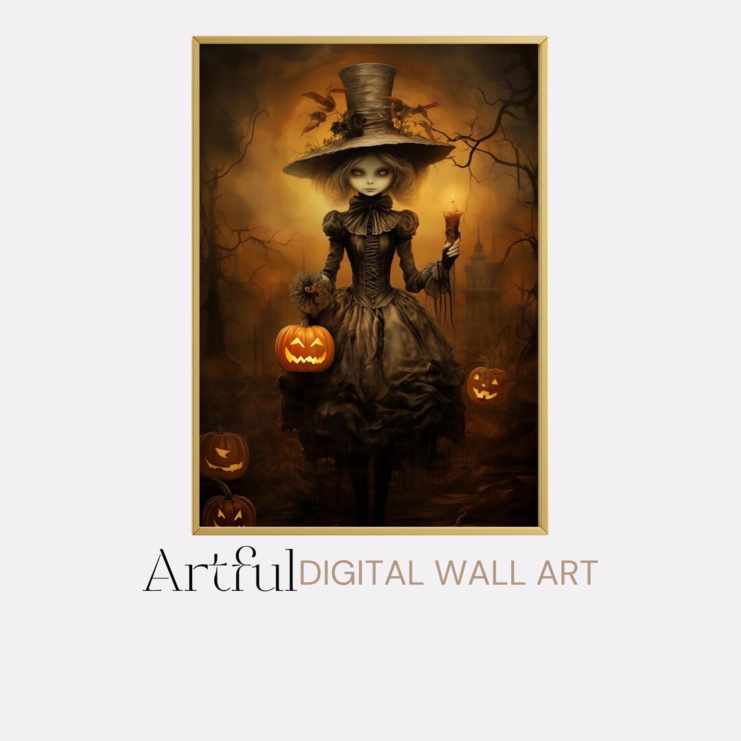 Scary Girl Portrait Wall Art Printable Halloween Scary Digital Print ...