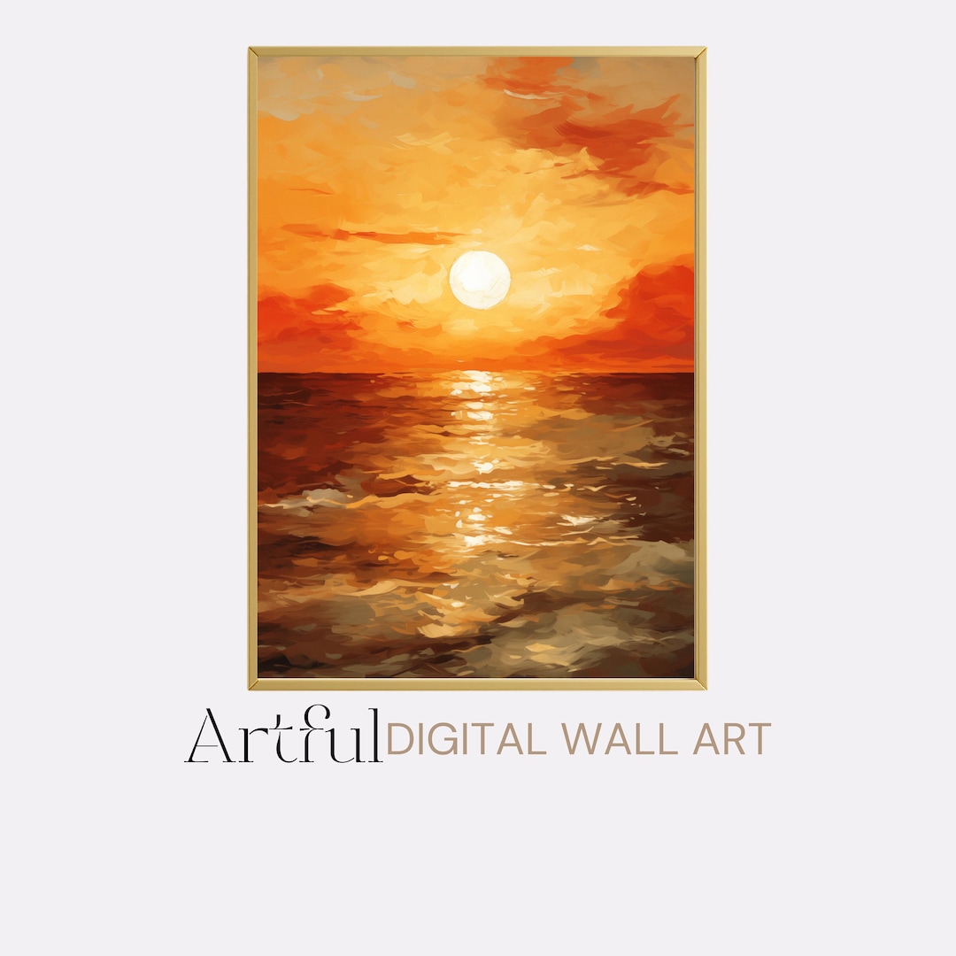 Sunset Printable Wall Art Landscape Digital Print Sunset Motif Wall ...