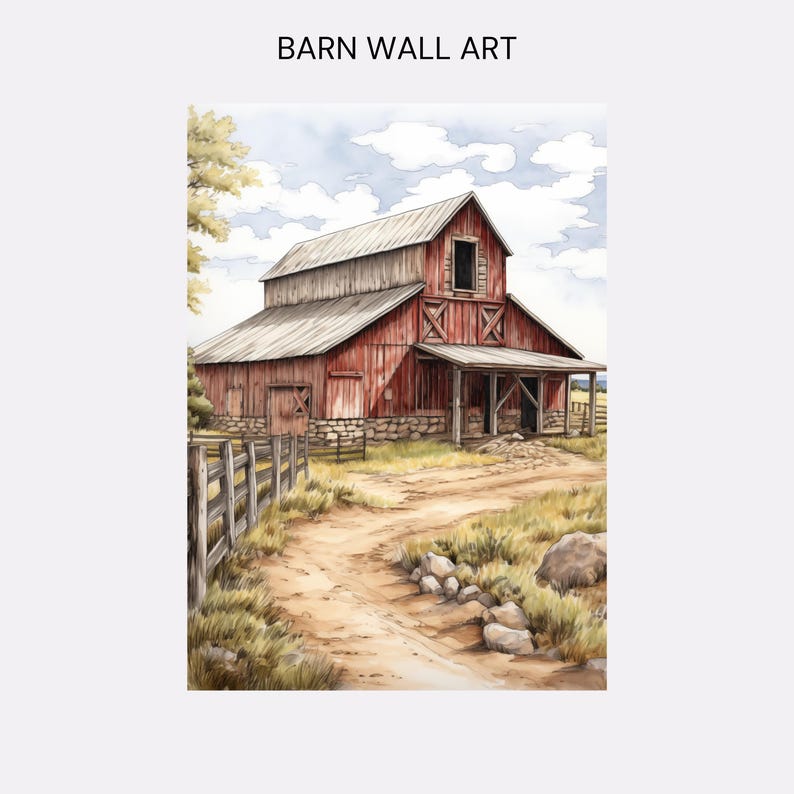 Barn Printable Wall Art, Farmhouse Poster Digital Download, Country ...