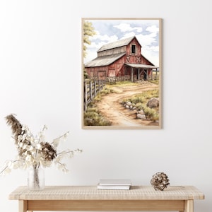 Barn Printable Wall Art, Farmhouse Poster Digital Download, Country ...