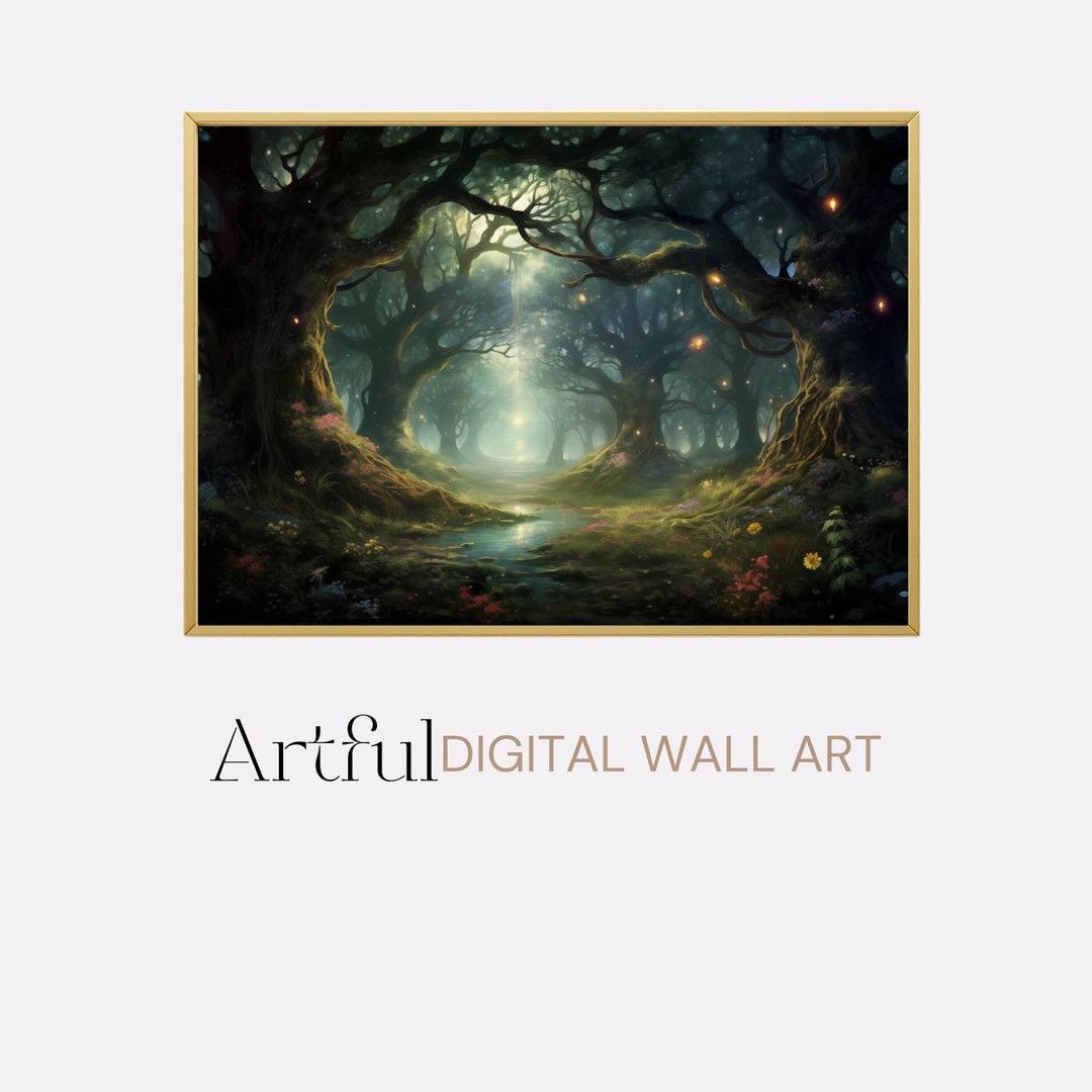 Moonlit Mystery Forest Art Printable, Mystical Wall Decor, Printable ...