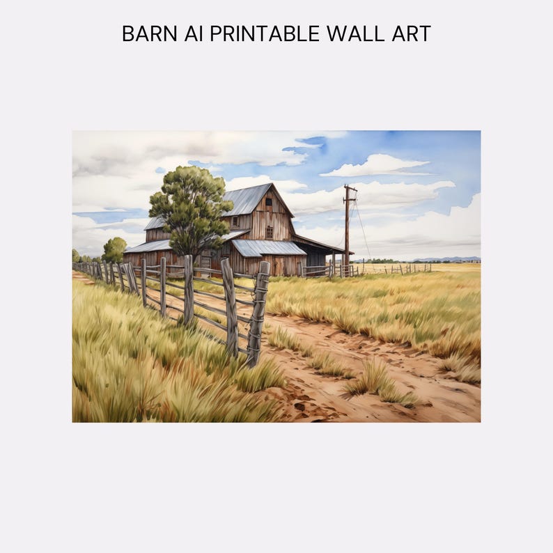 Old Barn Printable Poster for Western Farmhouse Decor, Vintage Style ...