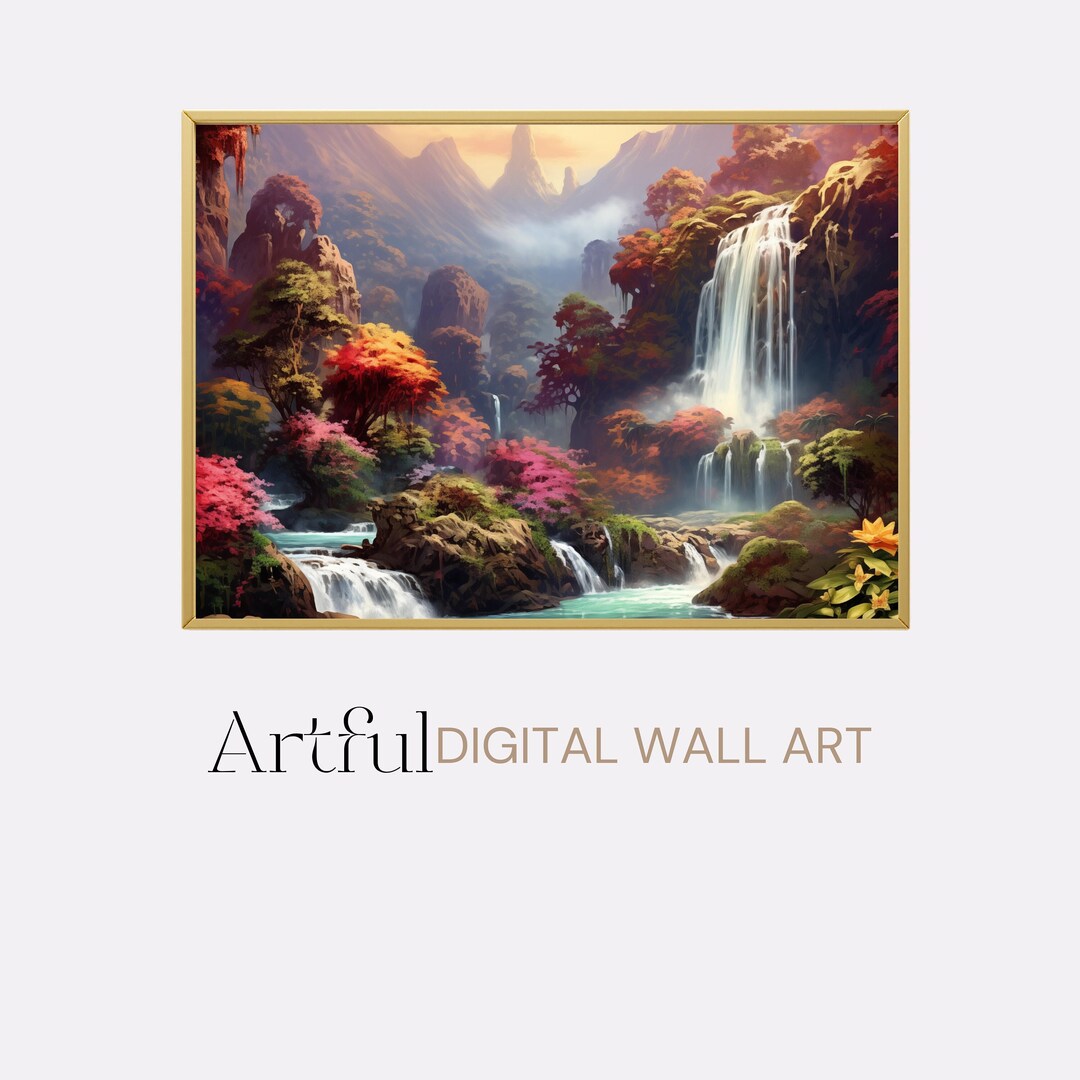 Printable Waterfall Landscape Wall Art Digital Waterfall Print ...