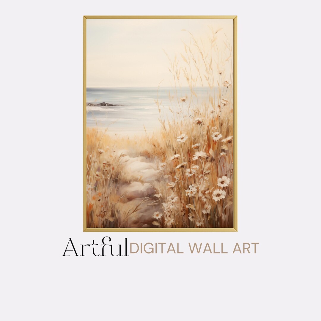 Ocean View Poster Printable Flower Field Digital Print Landscape Wall ...