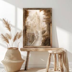 Printable White Fantasy Castle Wall Art Digital Download Fantasy World ...