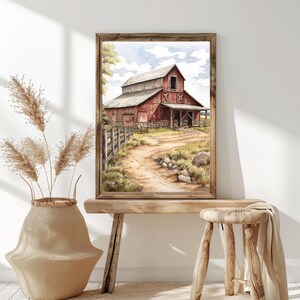 Barn Printable Wall Art, Farmhouse Poster Digital Download, Country ...