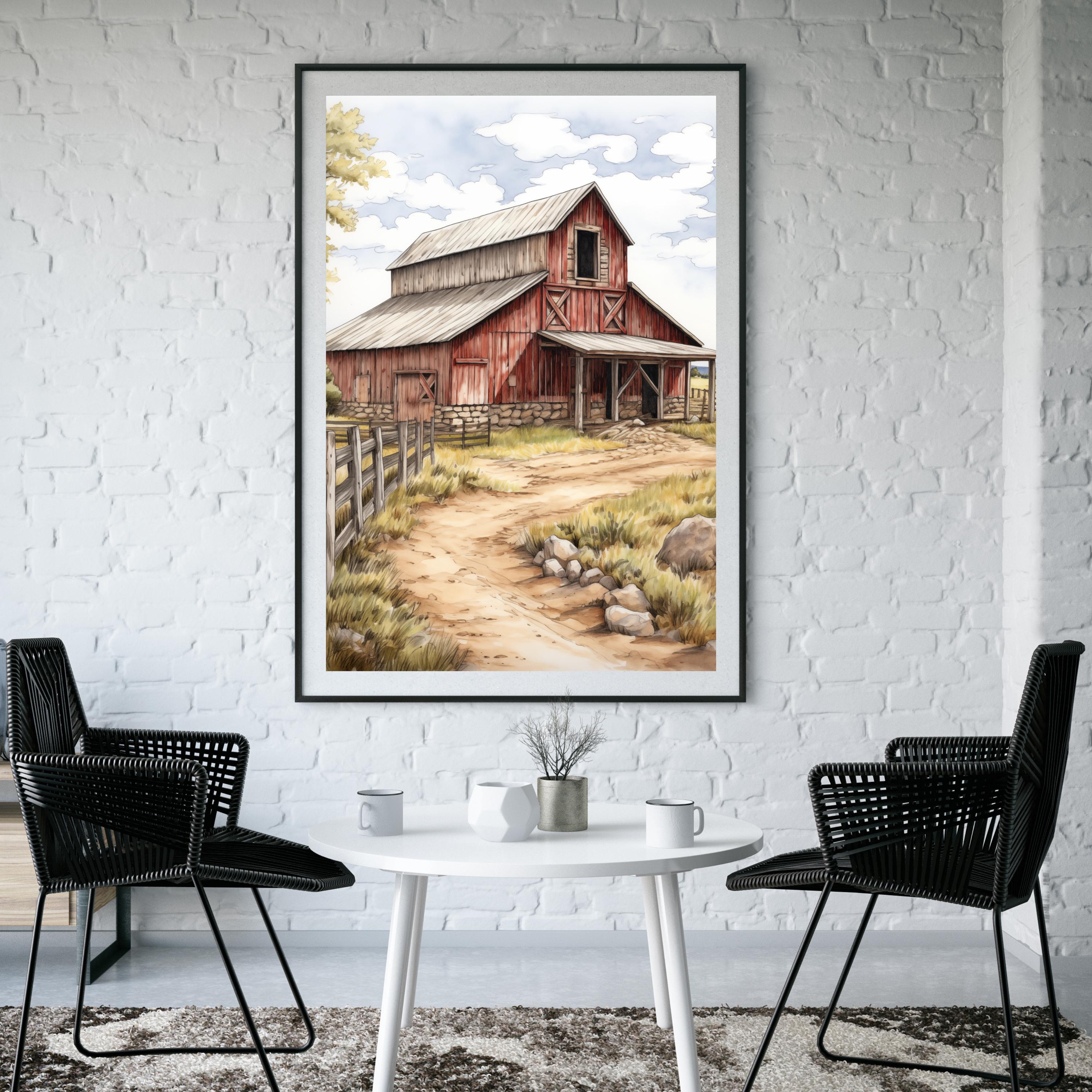 Barn Printable Wall Art, Farmhouse Poster Digital Download, Country ...