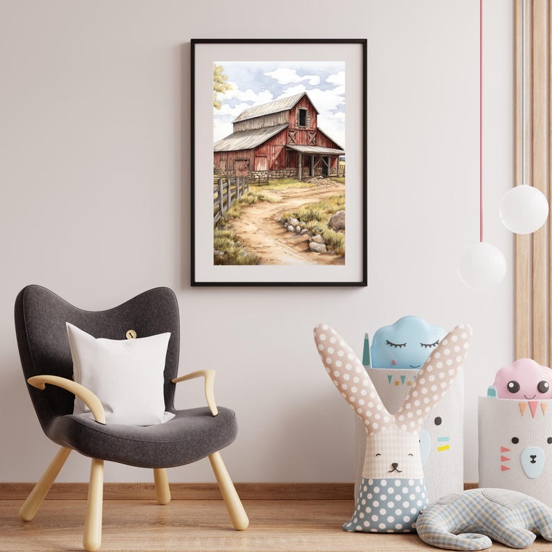 Barn Printable Wall Art, Farmhouse Poster Digital Download, Country ...