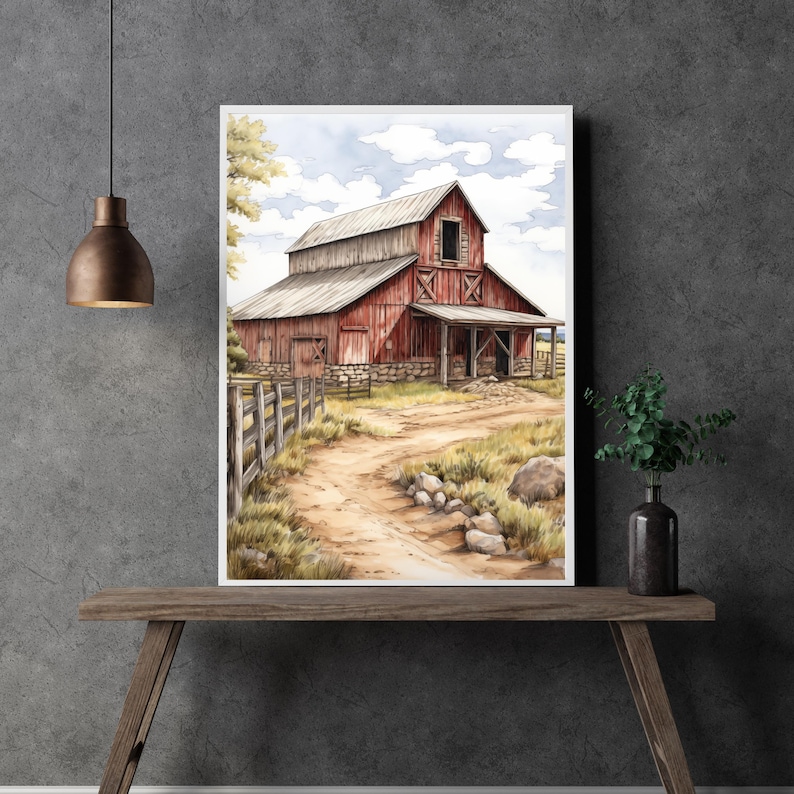 Barn Printable Wall Art, Farmhouse Poster Digital Download, Country ...
