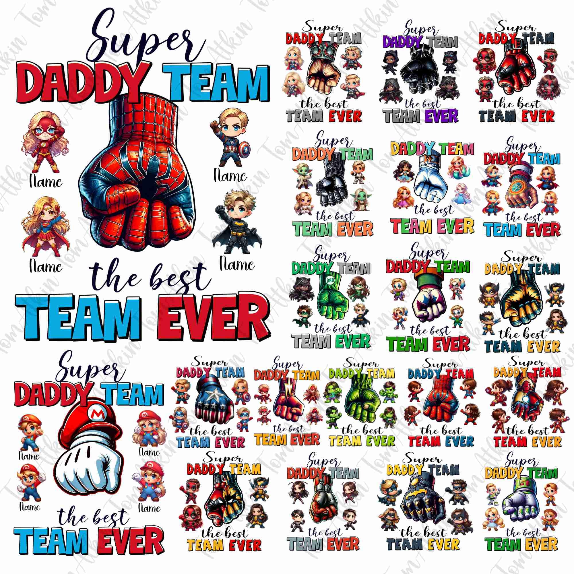 20 Custom Superhero Dad Team Png Bundle, Personalized Best Team Ever ...