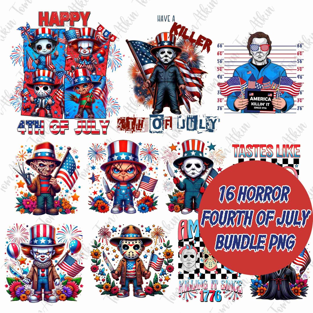 Horror Character 4th of July PNG: Cartoon Killers (digital Download) - Etsy