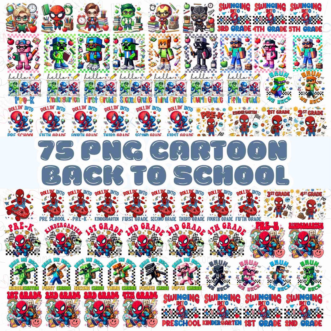 Superhero Back to School PNG Bundle: Gamer Designs (digital Download ...