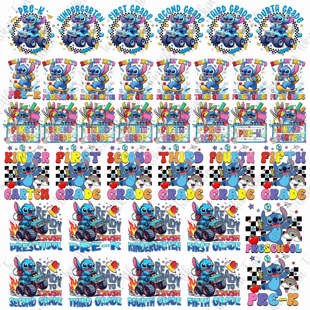 Stit-ch Back to School Bundle Png, Back to School Cartoon Png, Back to ...