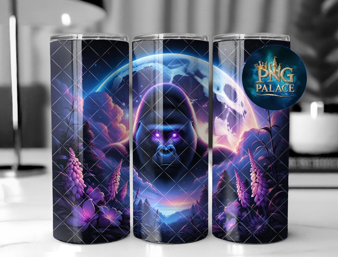 Gorilla Tumbler Wrap 20oz Sublimation Tumbler Design Majestic Gorilla ...