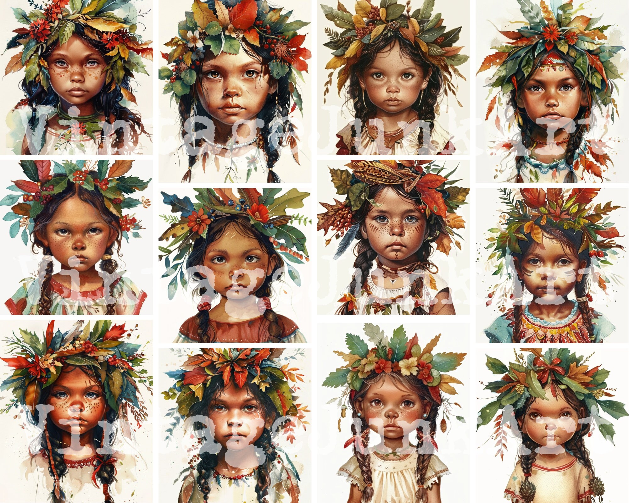 30 Portraits of Little Apache Girl for Junk Journal, Scrapbooking ...