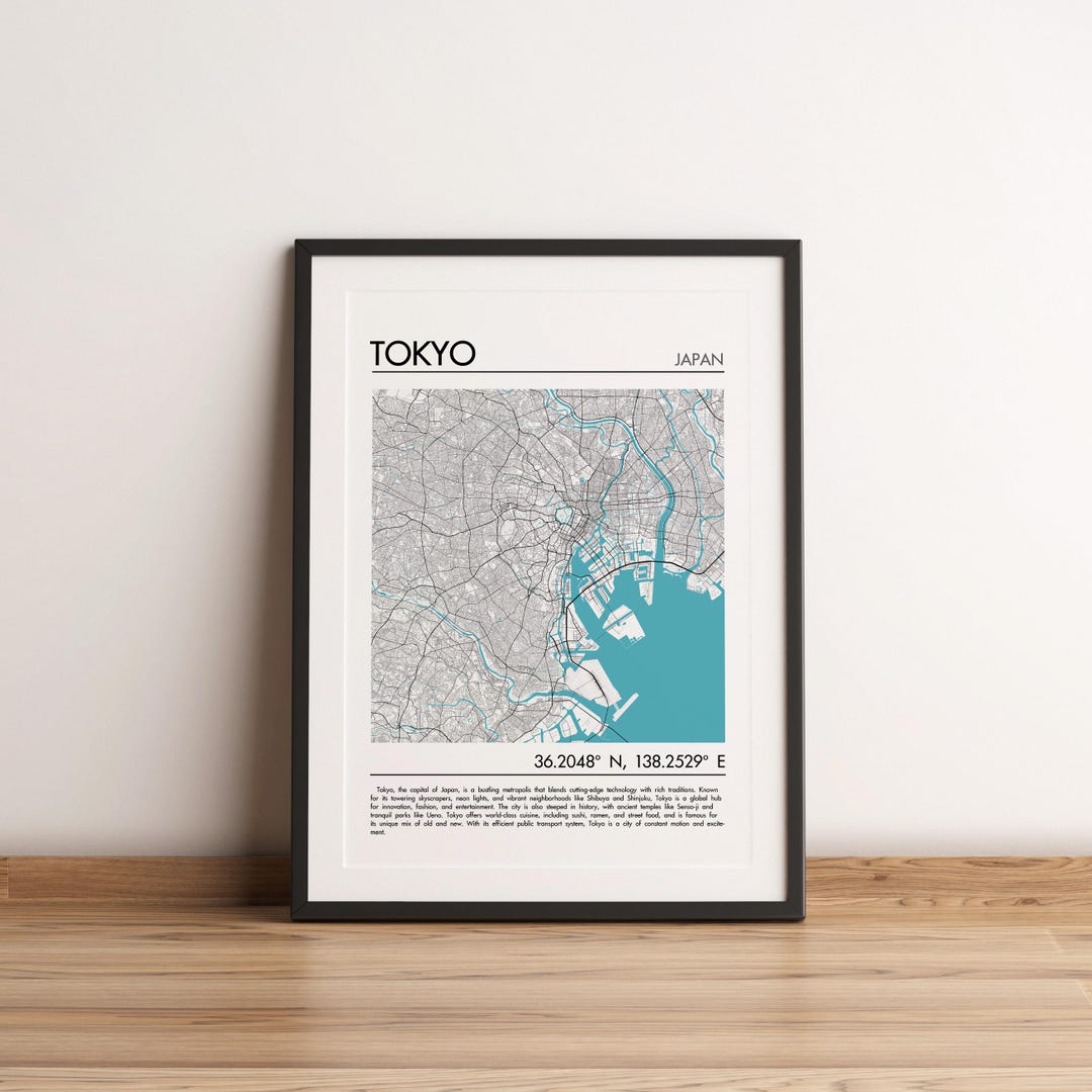 TOKYO City Poster JAPAN City Poster Digital Download Custom Map Print ...