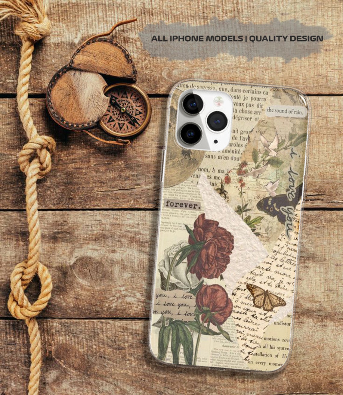 Aesthetic Vintage Cottagecore Rose iPhone Phone Case Cover Handyhülle ...