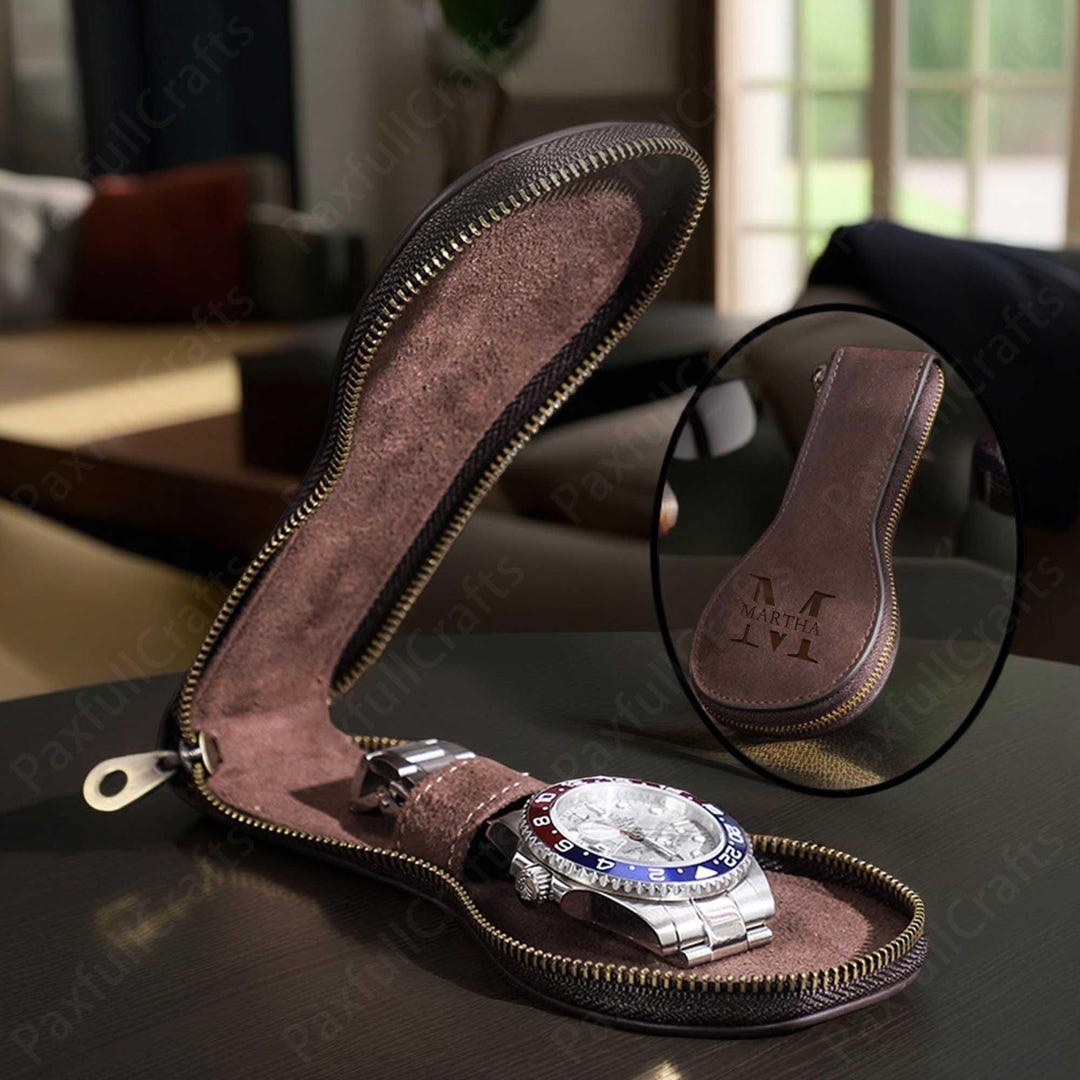 Personalized Genuine Leather Single Watch Box, Custom Watch Strap ...