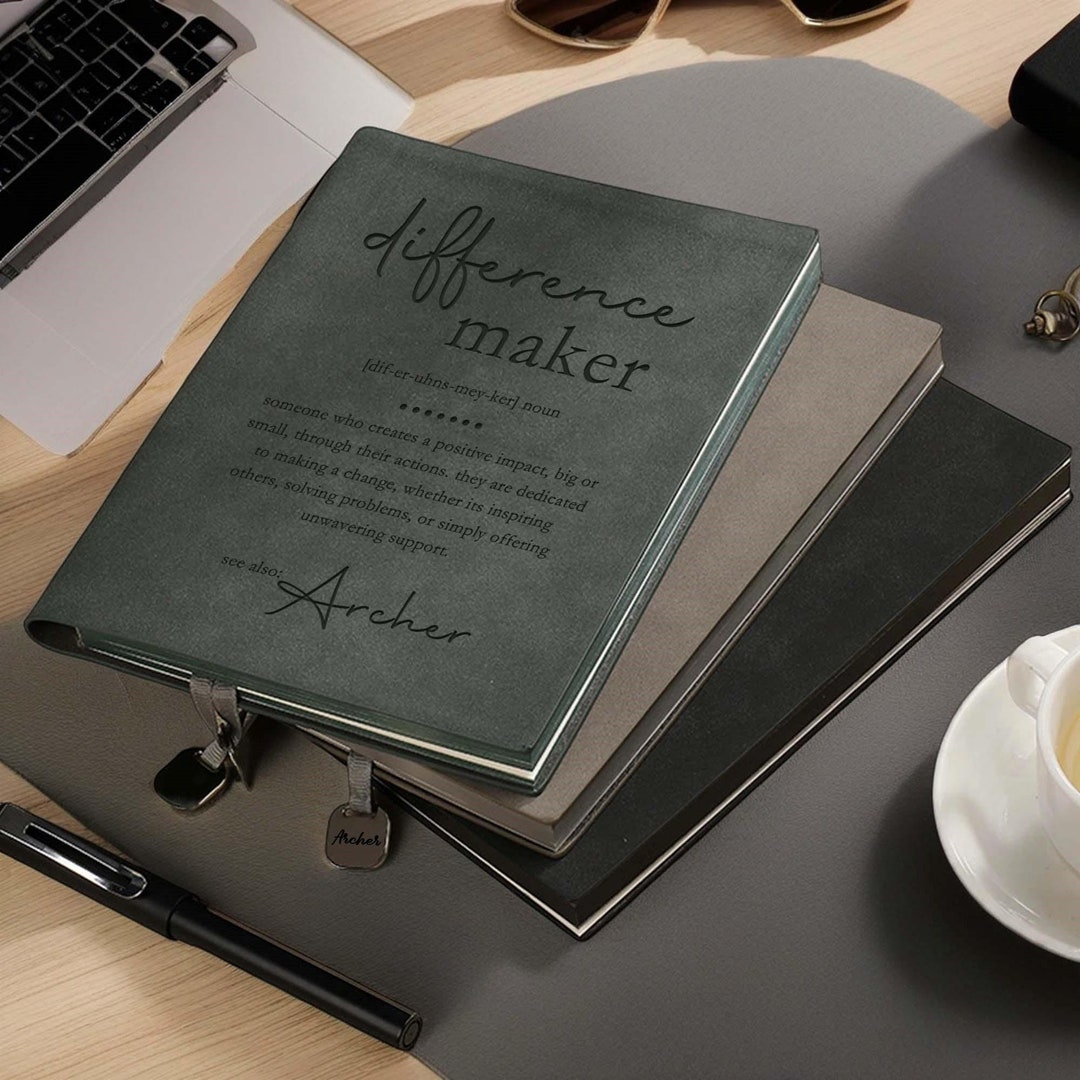 Leather Notebook With Name, Difference Maker Diary, Personalized Leader ...