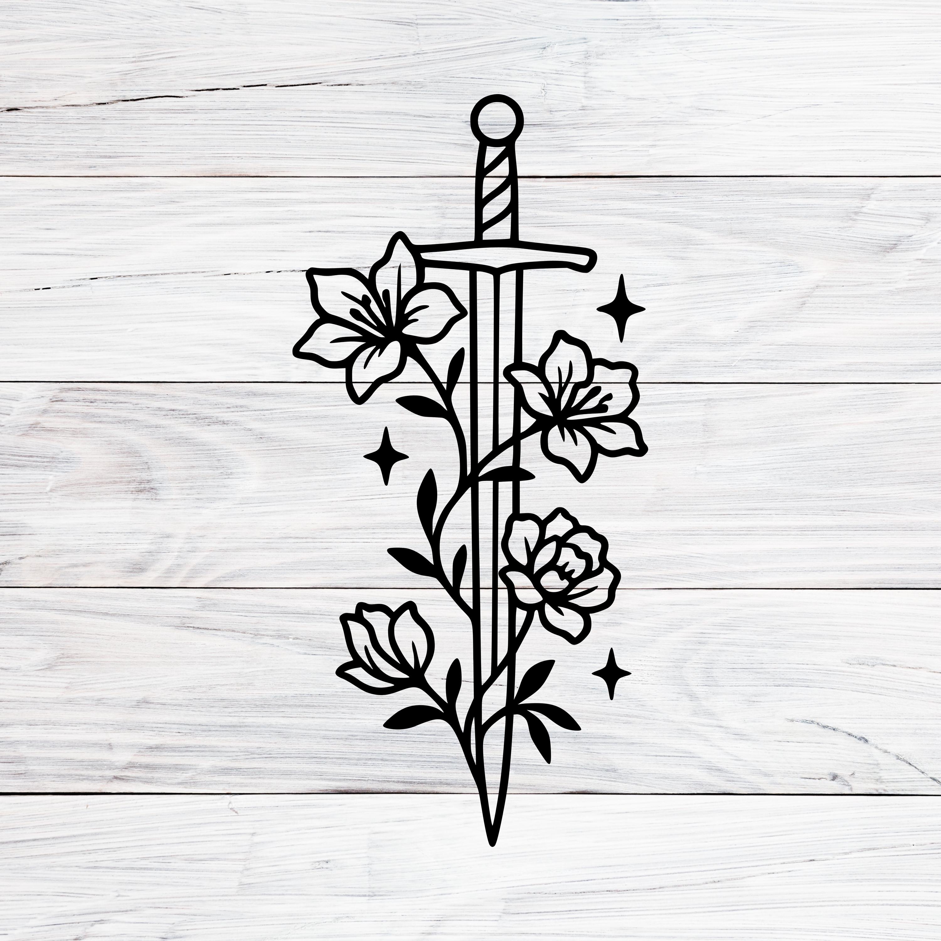 Floral Sword Svg, Fantasy Sword Svg, Magic Svg, Mystical Svg, Fantasy ...