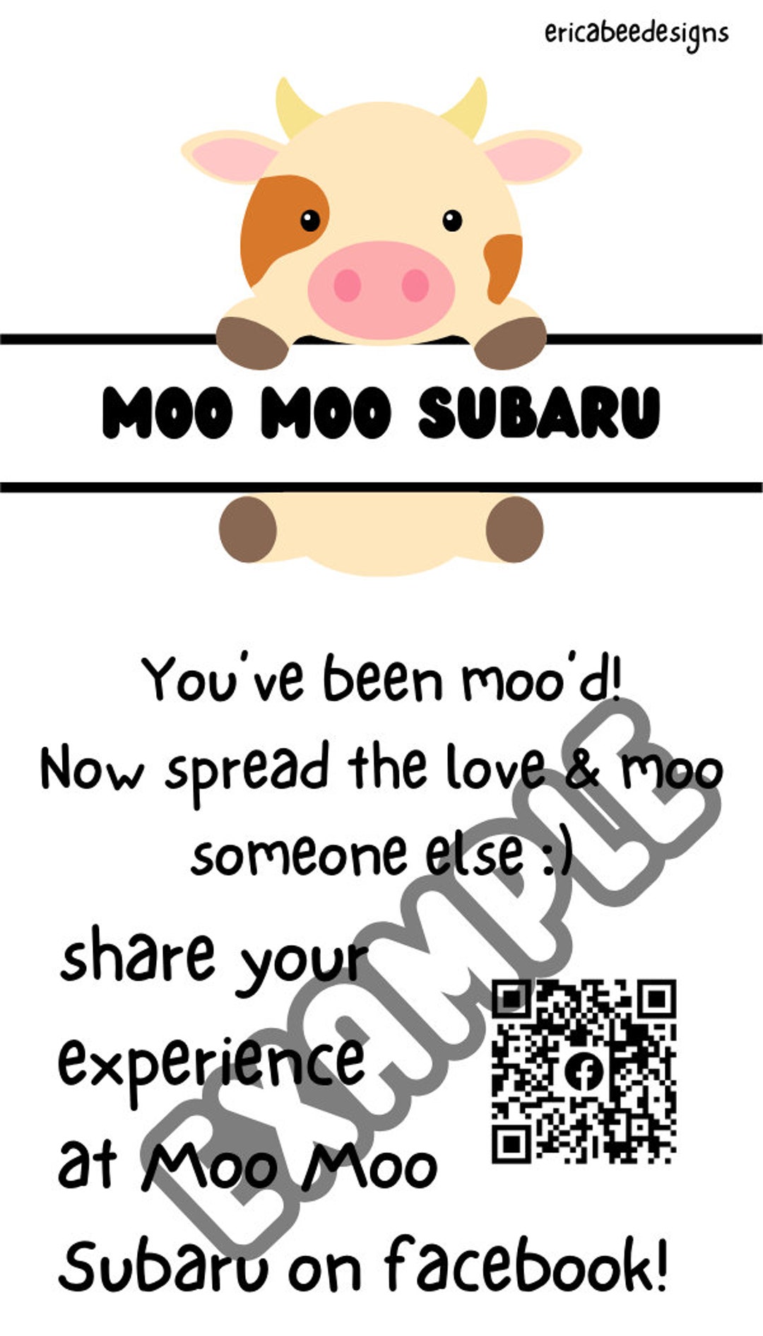 Moo Moo Subaru Card - Etsy