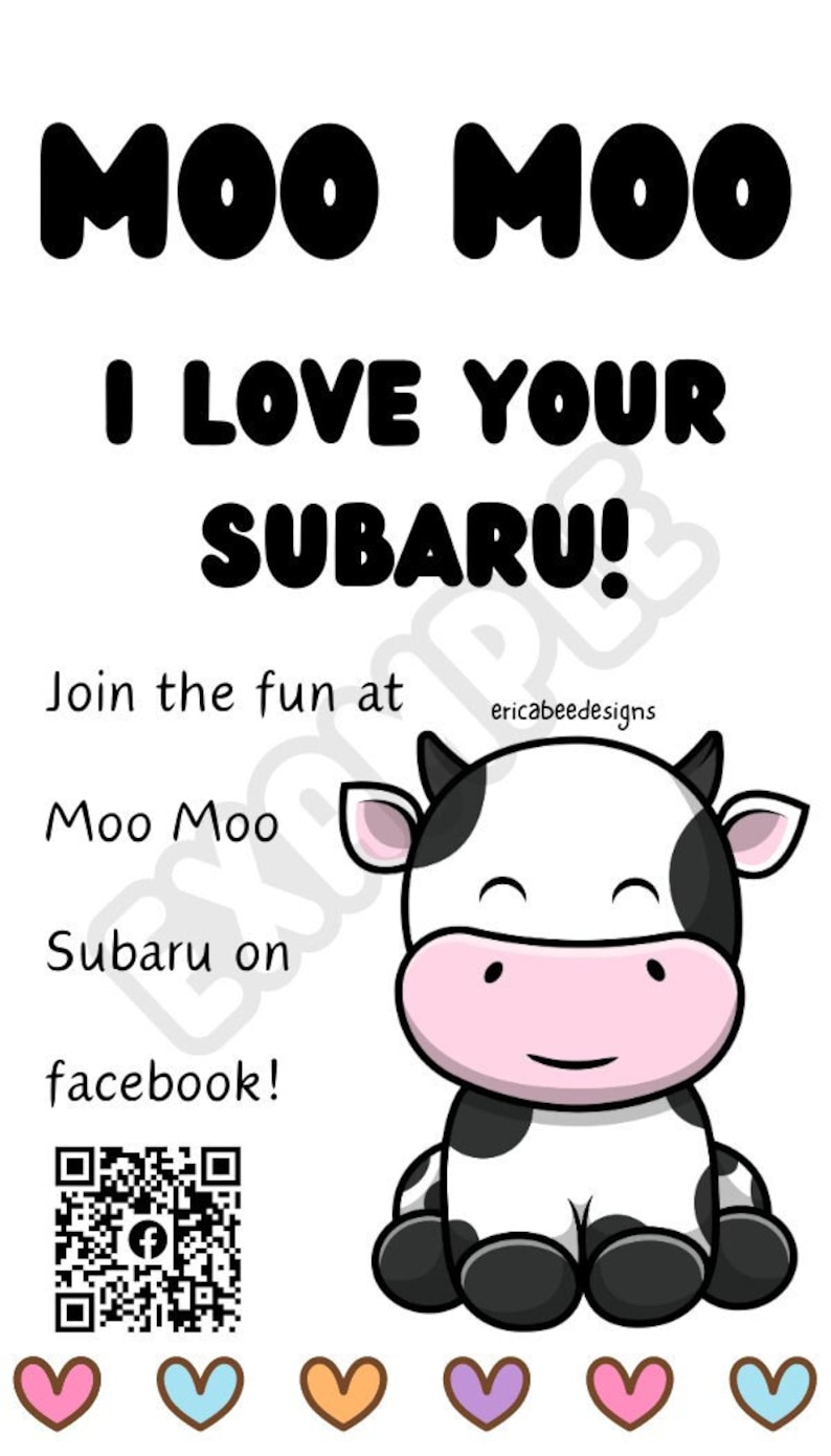 Moo Moo Subaru Hearts - Etsy