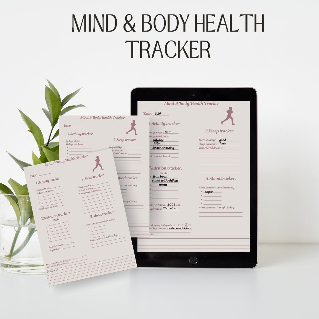 Body & Mind Health Tracker, Daily Tracker, Health, Fitness, Digital ...